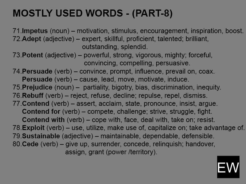 Mostly Used Words – (Part–8) - Editorial Words