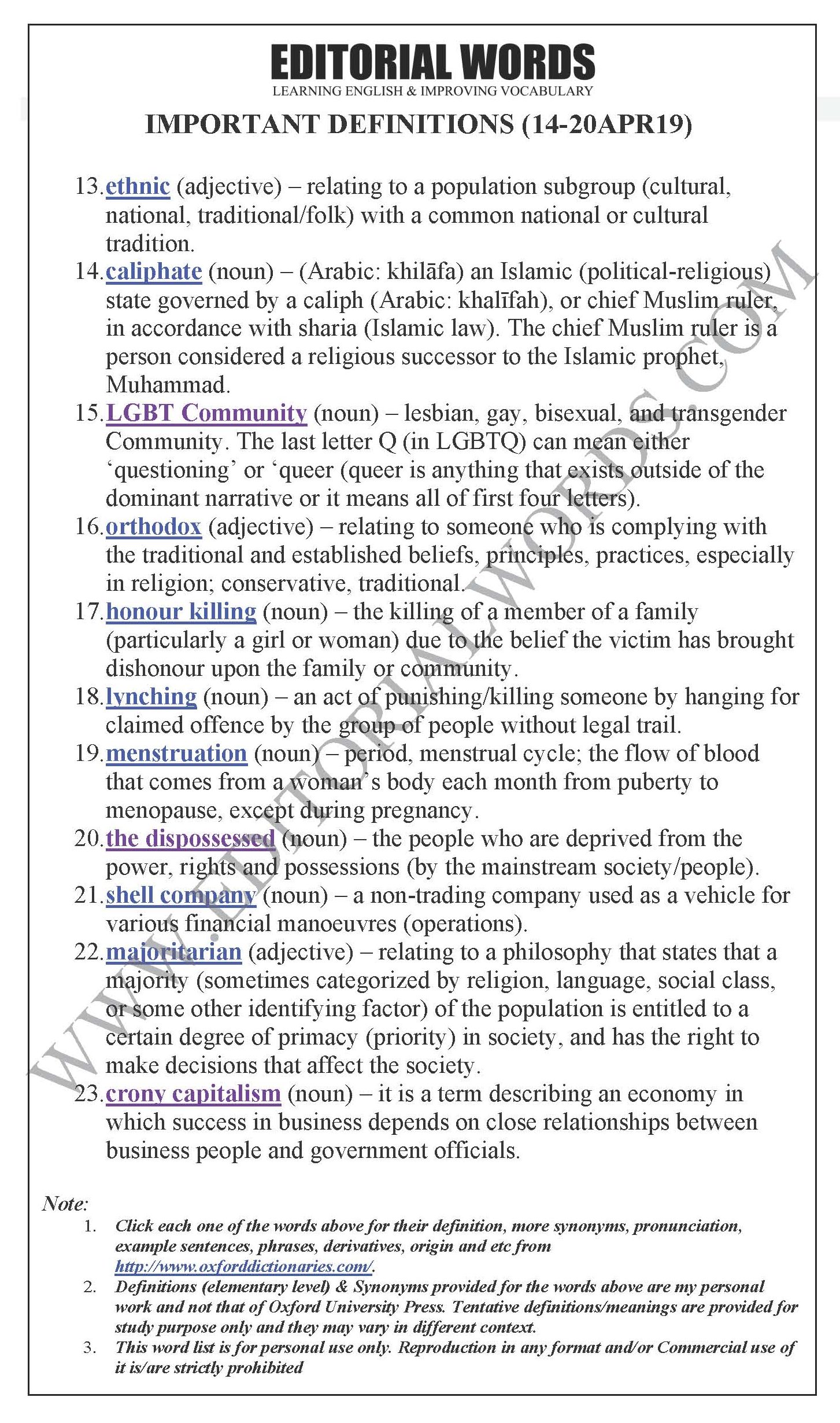 "Important Definitions" We Learnt Last Week (Apr 14-20, 2019 ...