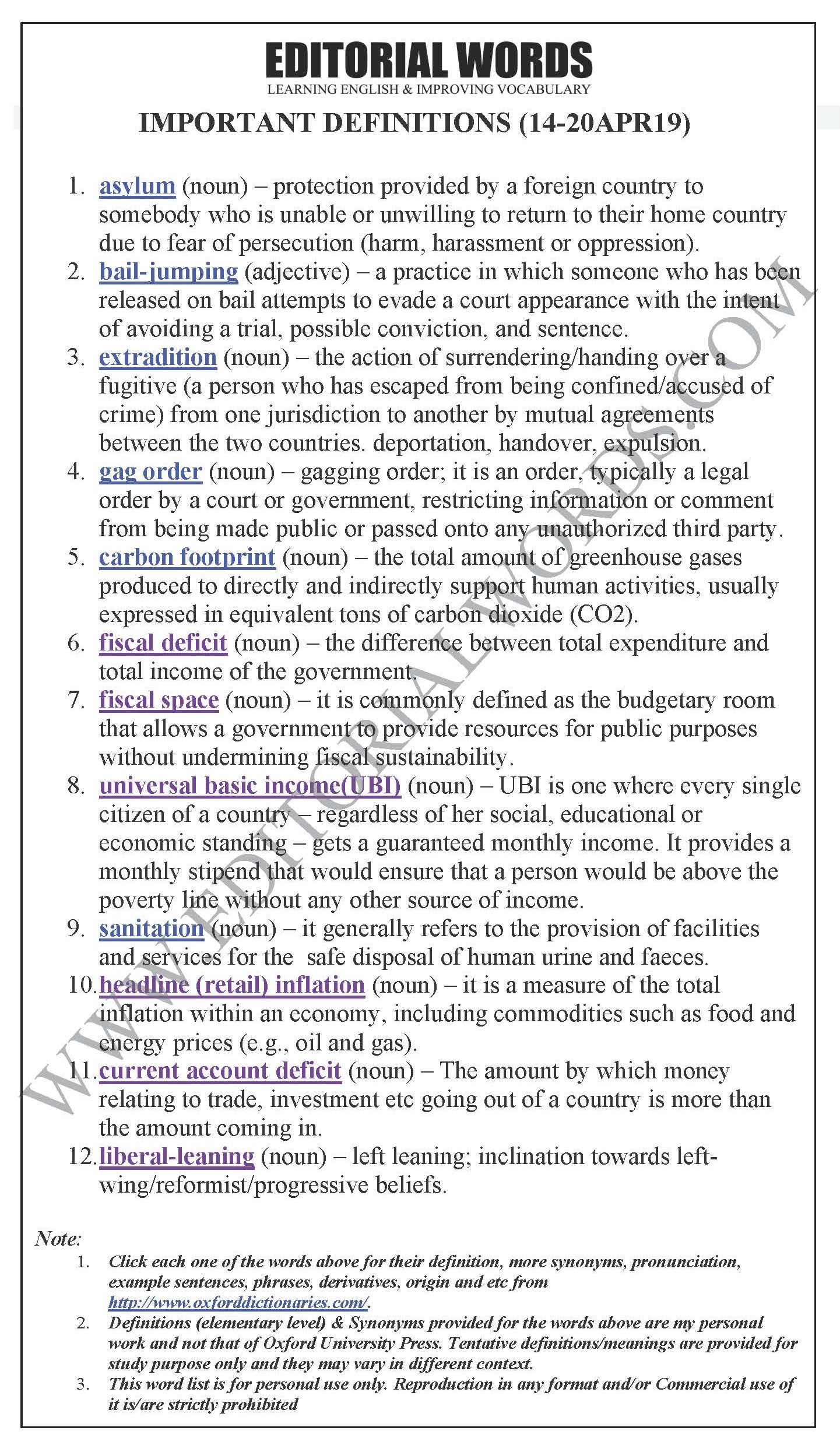 "Important Definitions" We Learnt Last Week (Apr 14-20, 2019 ...