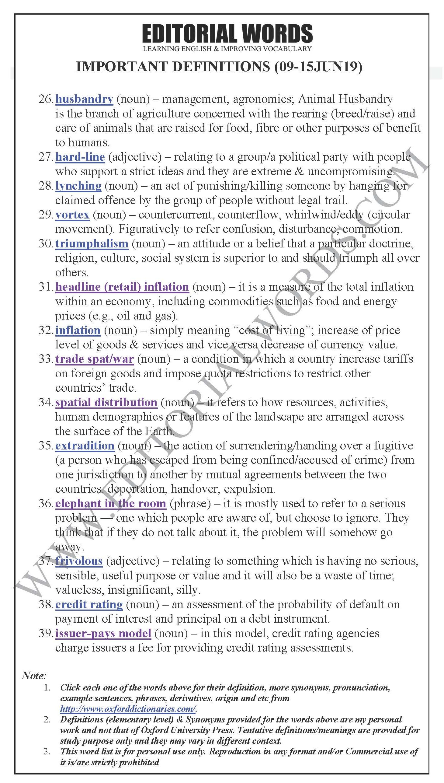 "Important Definitions" We Learnt Last Week (Jun 09-15, 2019 ...
