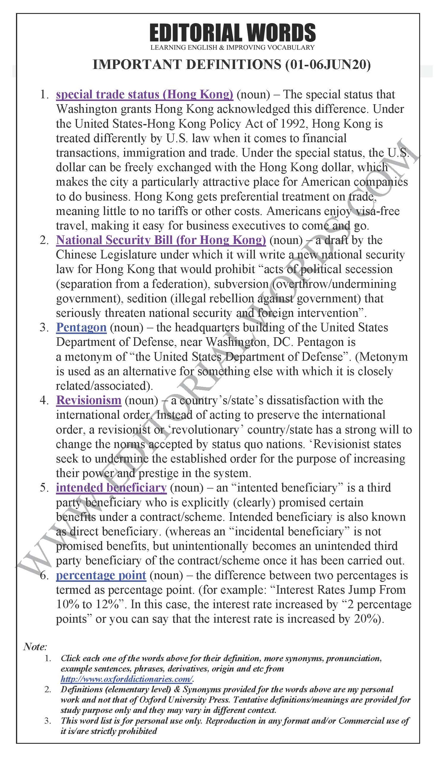 “Important Definitions” We Learnt Last Week (Jun 01-06, 2020 ...