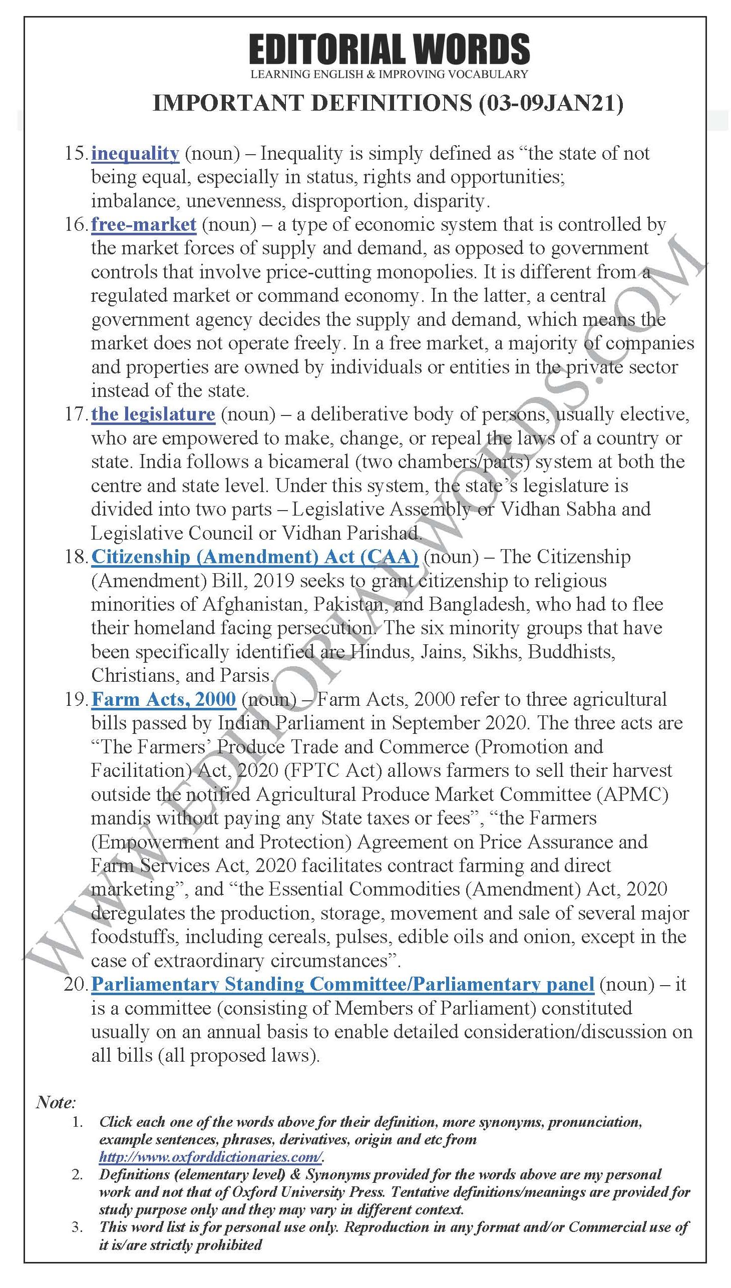 “Important Definitions” We Learnt Last Week (Jan 03-09, 2021 ...