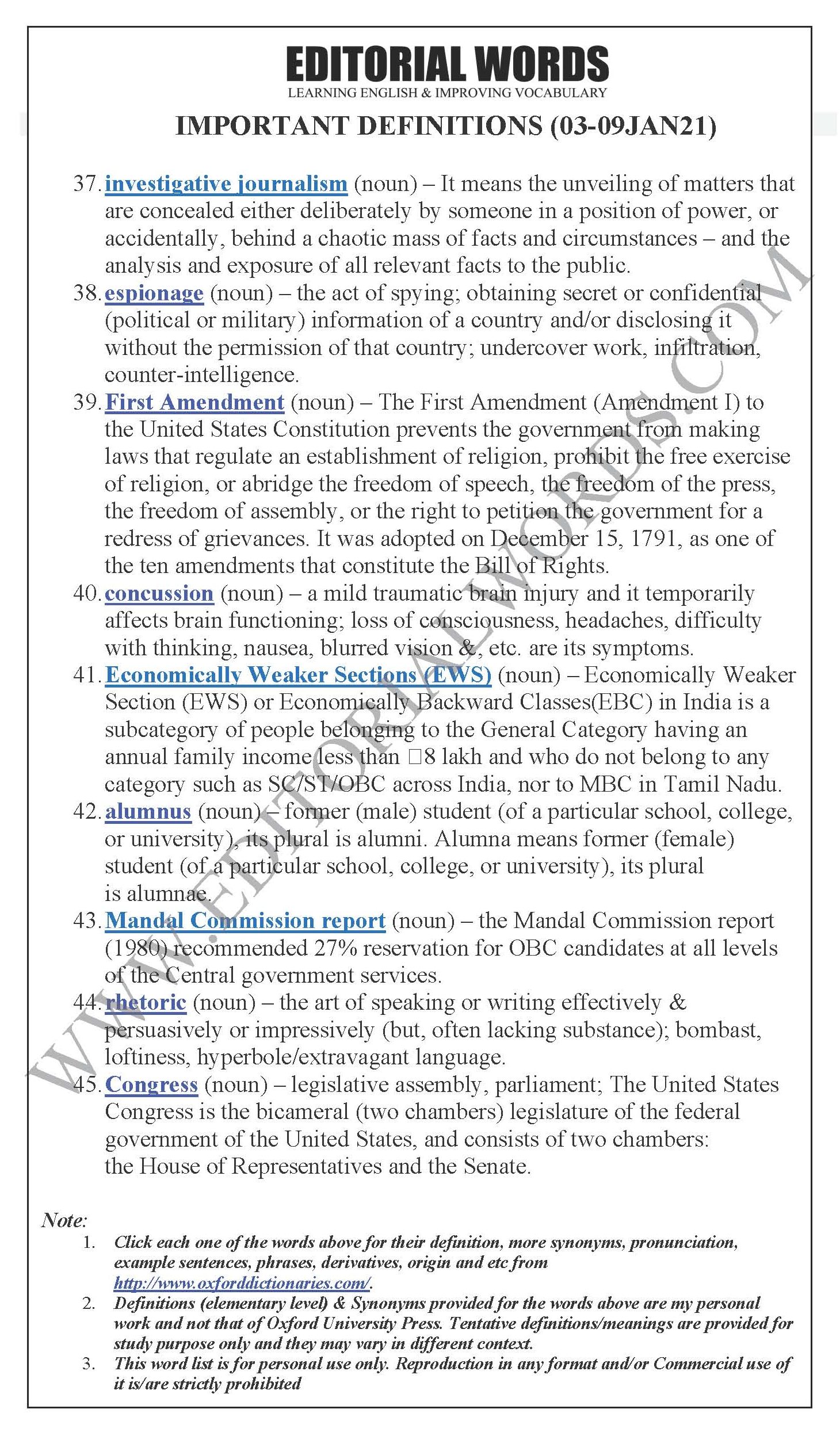 “Important Definitions” We Learnt Last Week (Jan 03-09, 2021 ...