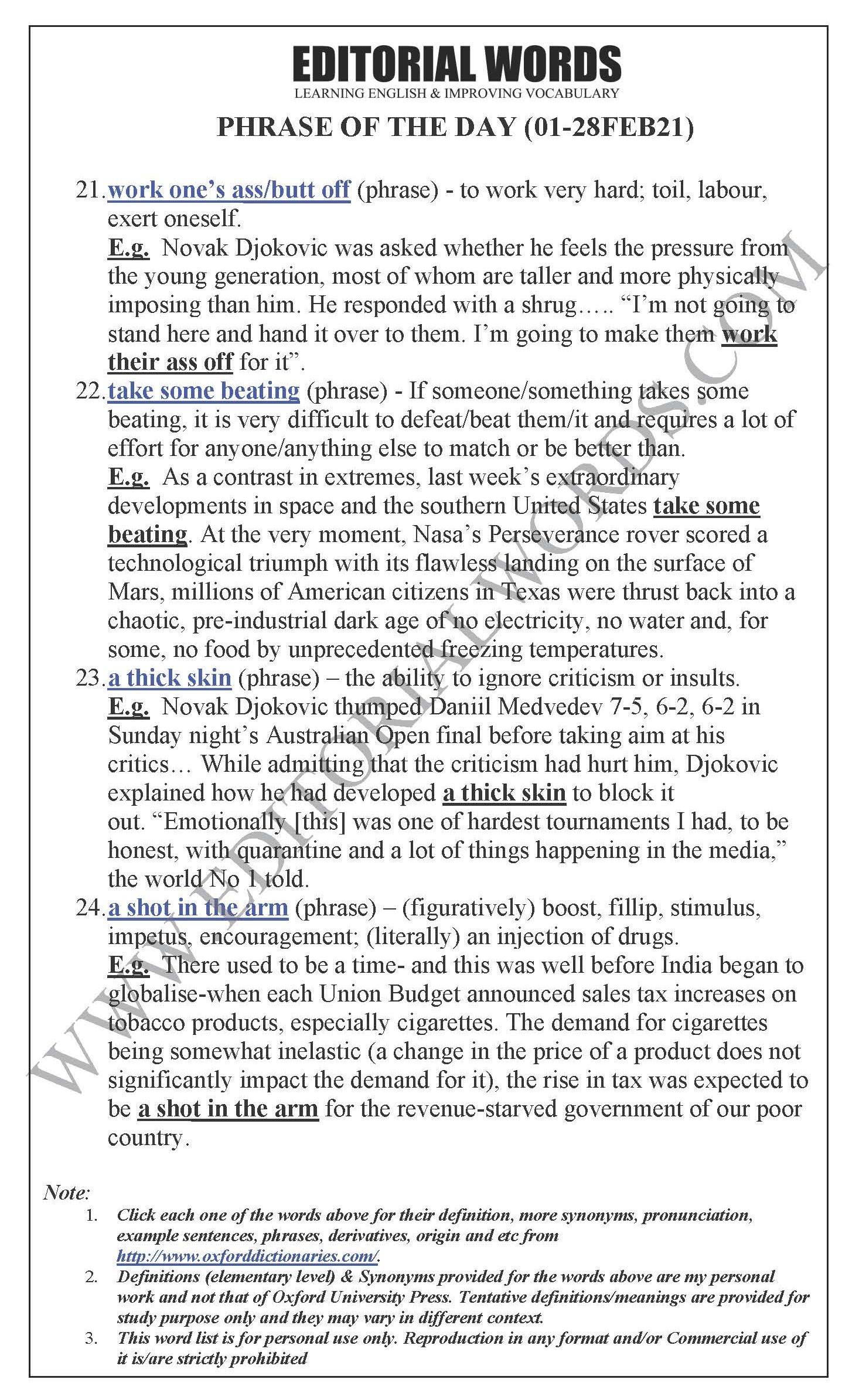 “Phrase Of The Day” We Learnt Last Month (Feb 01-28, 2021) - Editorial ...