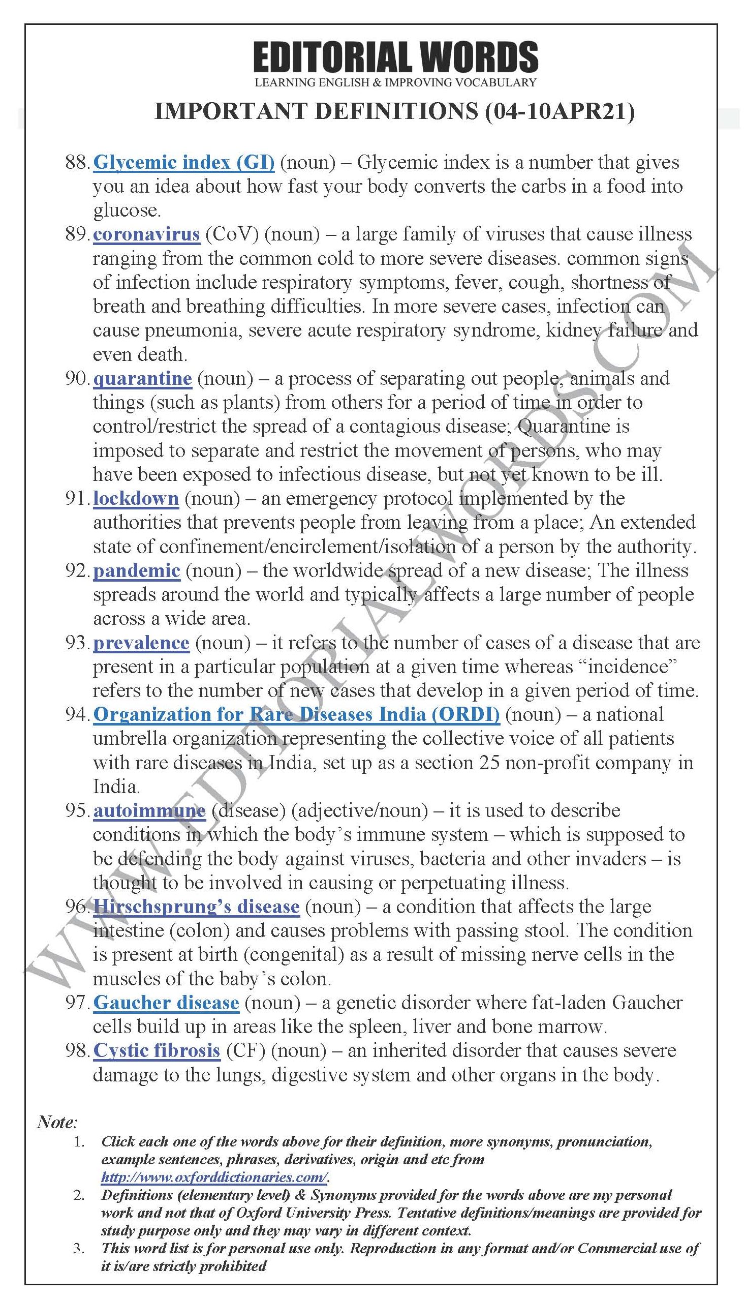 “Important Definitions” We Learnt Last Week (Apr 04-10, 2021 ...