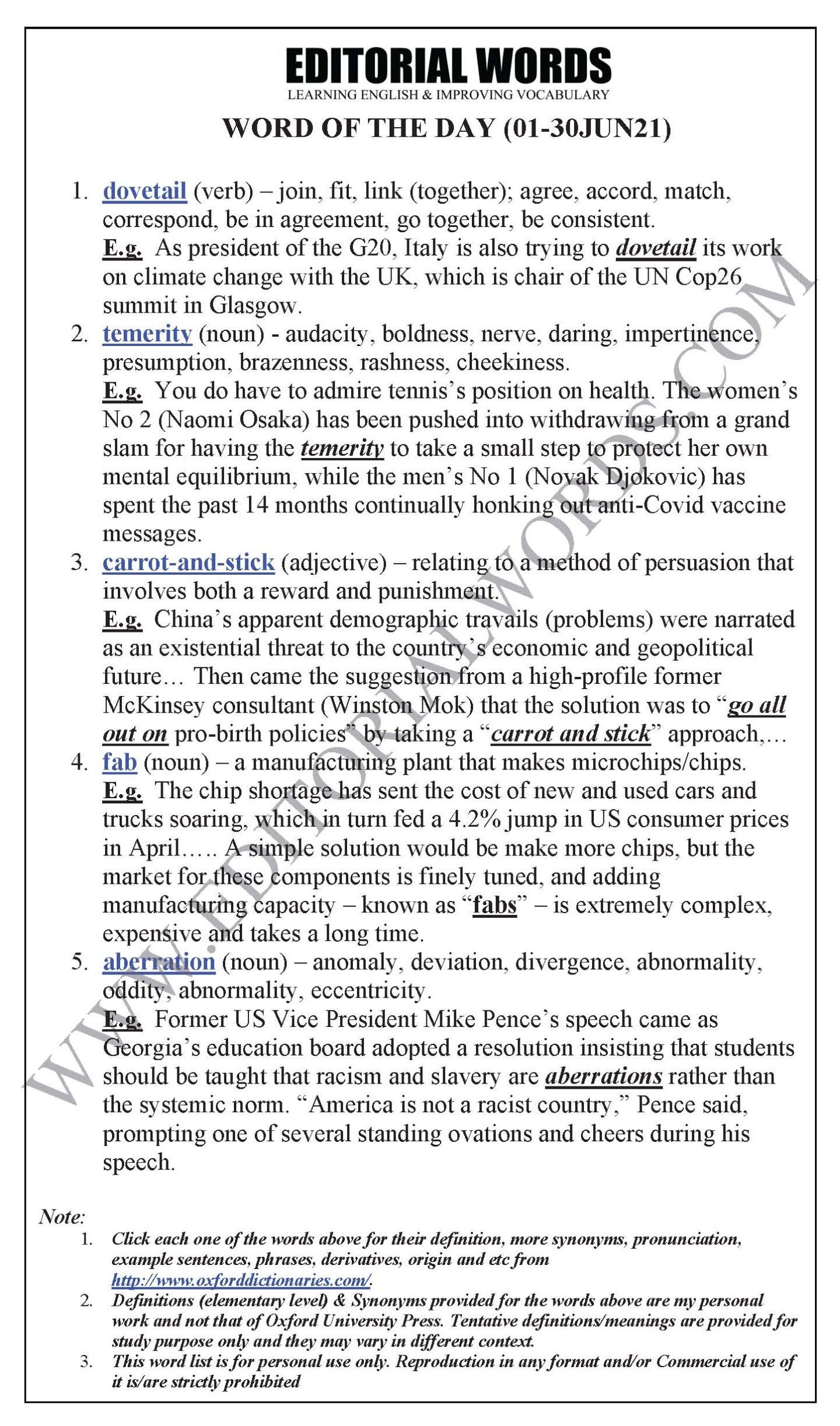 Word Of The Day We Learnt Last Month Jun 01 30 2021 Editorial Words Word Of The Day We Learnt Last Month Jun 01 30 2021 Editorial Words