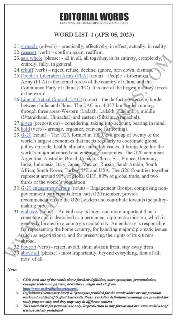 The Hindu Editorial (Invented names) – Apr 05, 2023 - Editorial Words