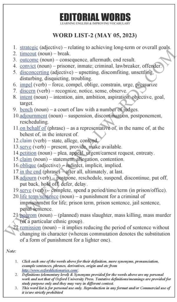 The Hindu Editorial (Strategic timeout) – May 05, 2023 - Editorial Words