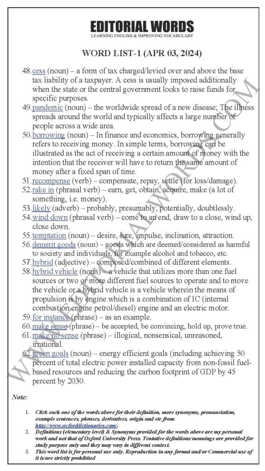 The Hindu Editorial (A reform window) – Apr 03, 2024 - Editorial Words